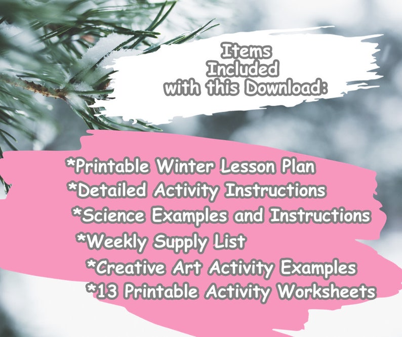 Winter Activities for Preschool/5-day Lesson Plan With Crafts, Literacy ...