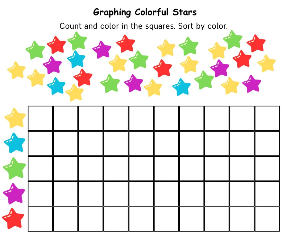 Graphing Colorful Stars Preschool Math Activity - Etsy