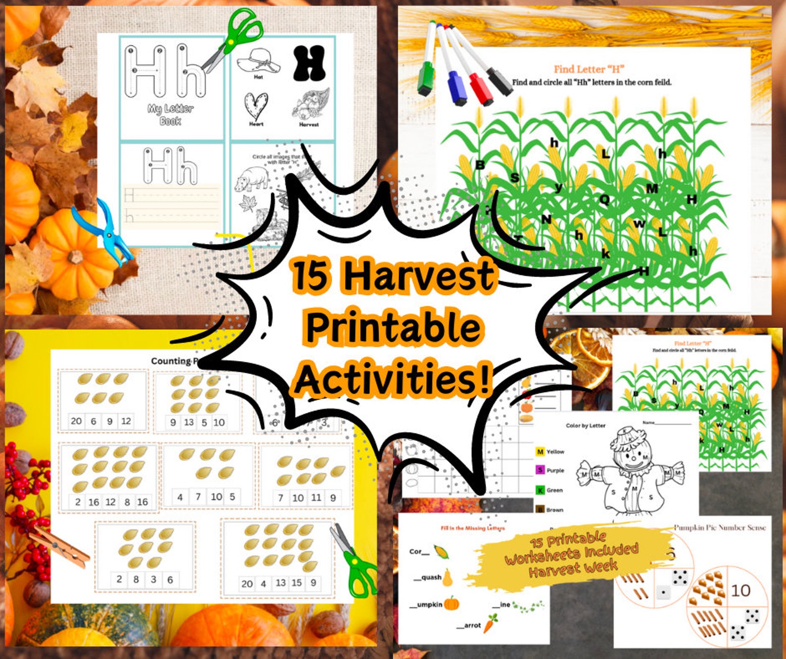 Printable Fall-themed Activity Pack for Preschoolers! Print-and-go ...