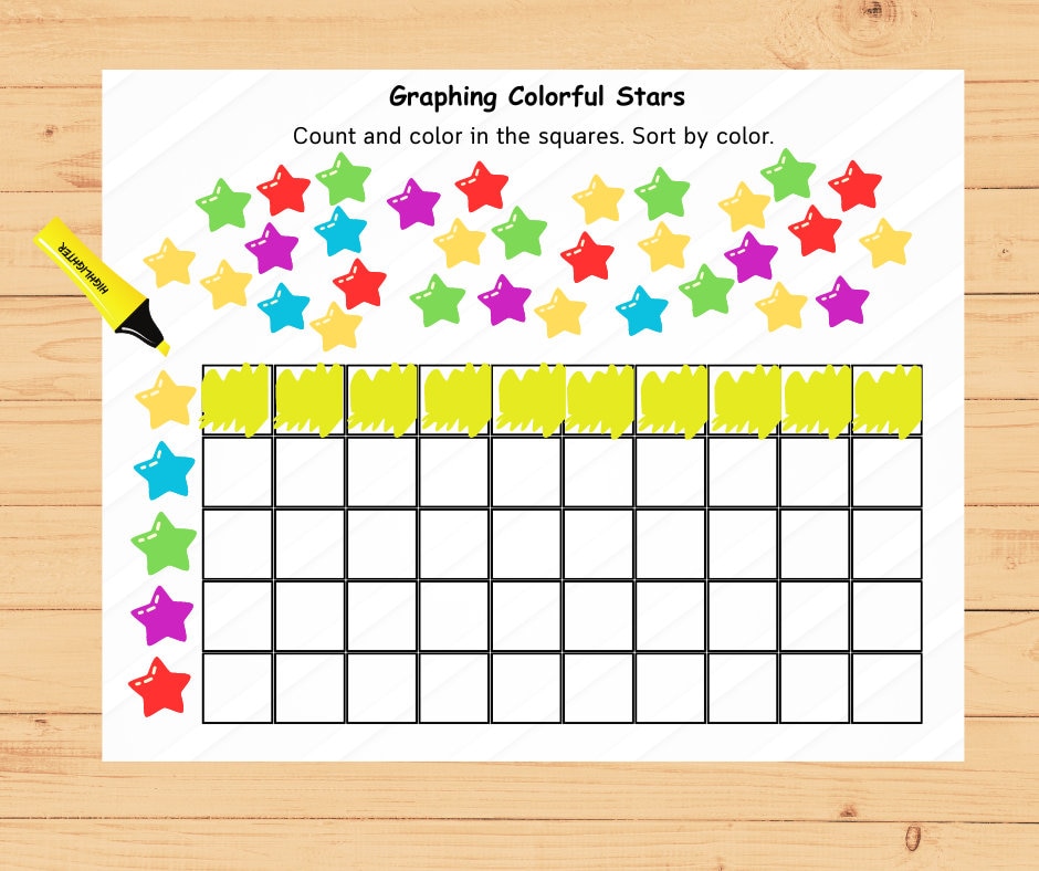 Graphing Colorful Stars Preschool Math Activity - Etsy