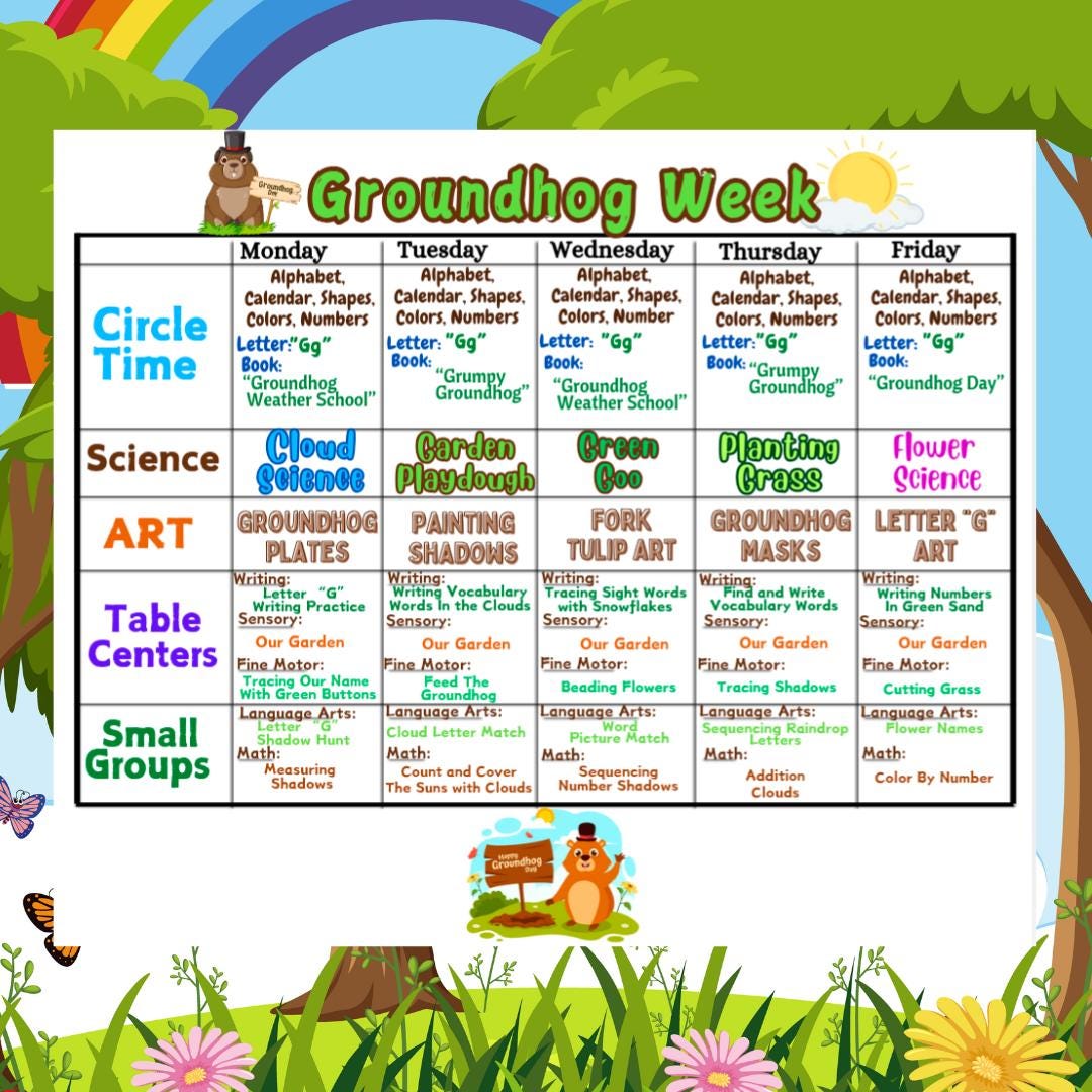 Groundhog Day Preschool Lesson Plan/groundhog Week Activities and ...