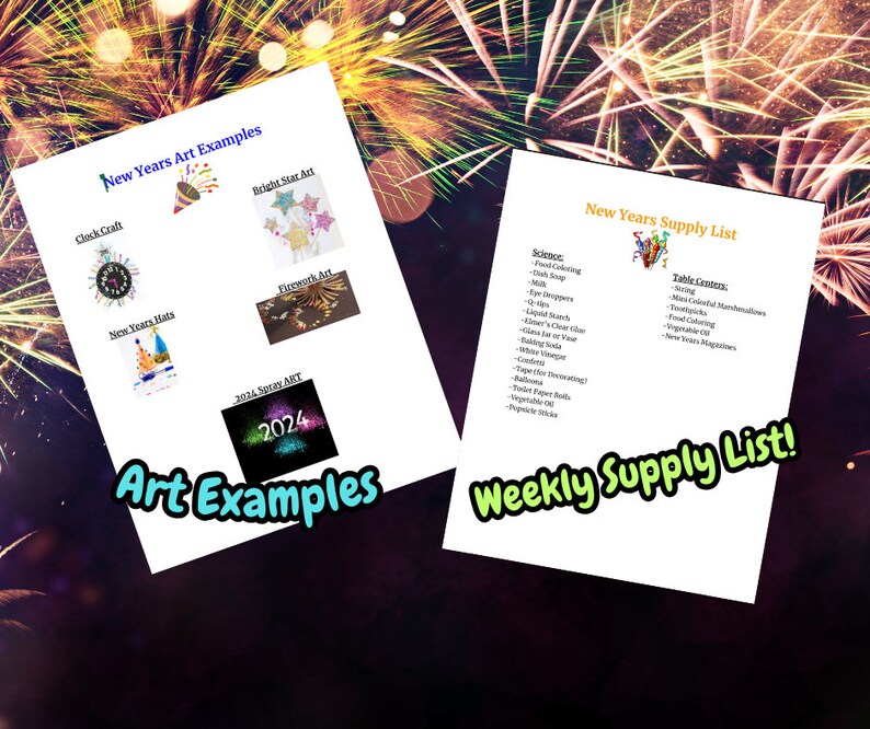 NEW YEARS!! Prek Lesson Plan - Etsy