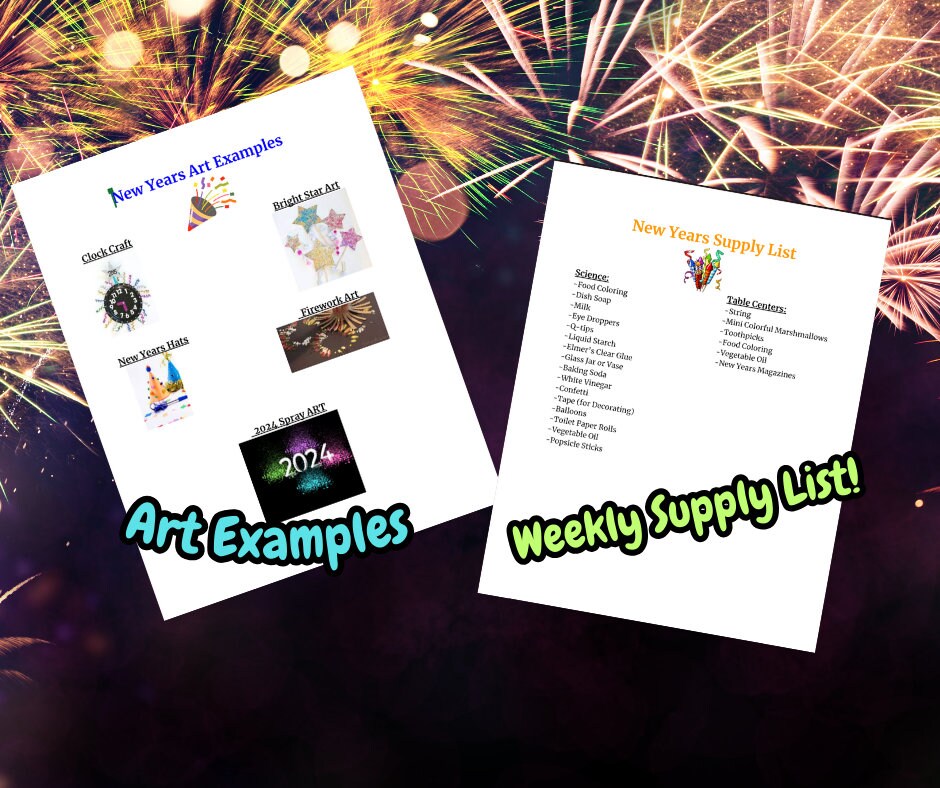 NEW YEARS!! Prek Lesson Plan - Etsy