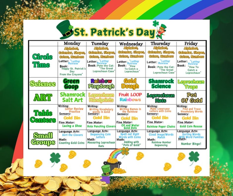 St. Patrick's Day! Preschool Learning Activities, Preschool Lesson Plan ...