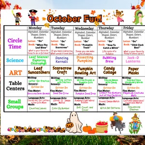 October Lesson Plan Printable Educational Activities for Preschool ...