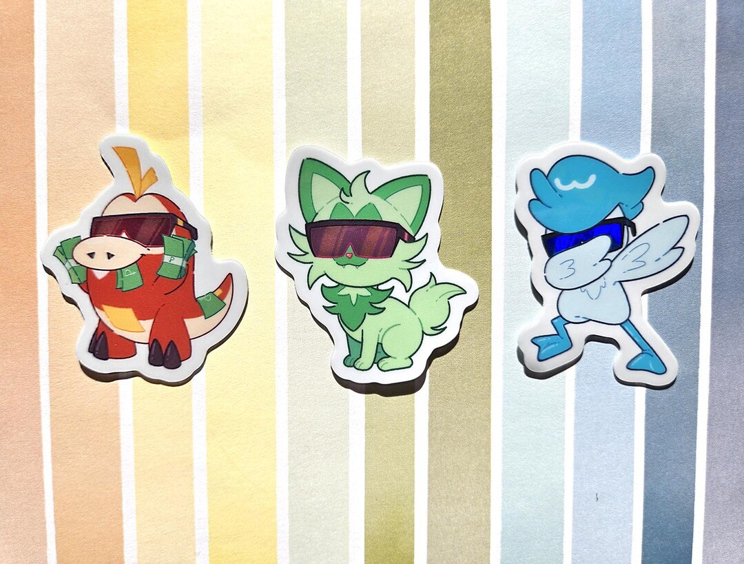 Cool Gen 9 Starter Pokemon Holographic Stickers - Fuecoco, Sprigatito ...