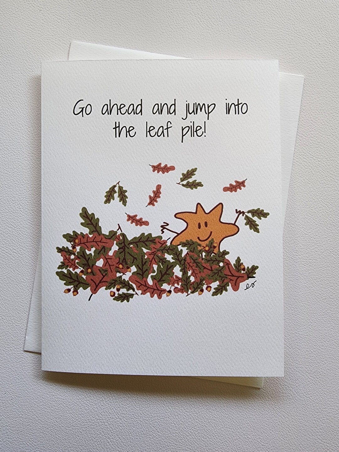Jump in the Leaf Pile Card Fun Note Card for Any Occasion - Etsy