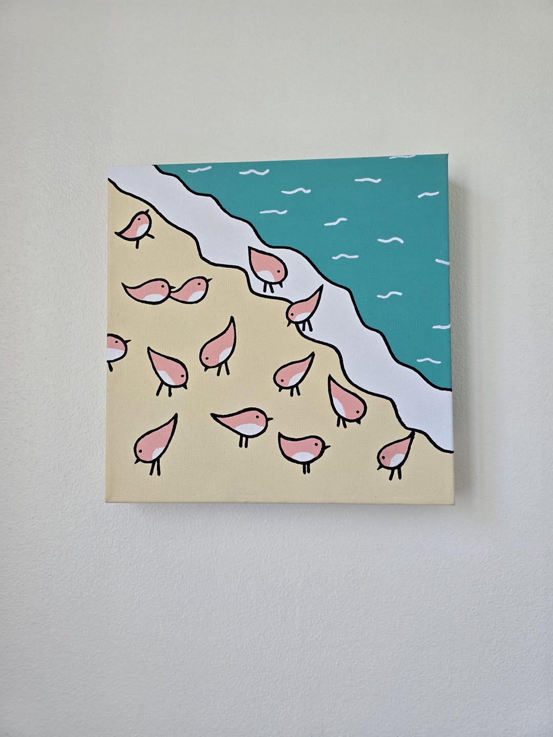 Shorebird Painting: Coastal Beach Pop Art, Original Collectible - Etsy