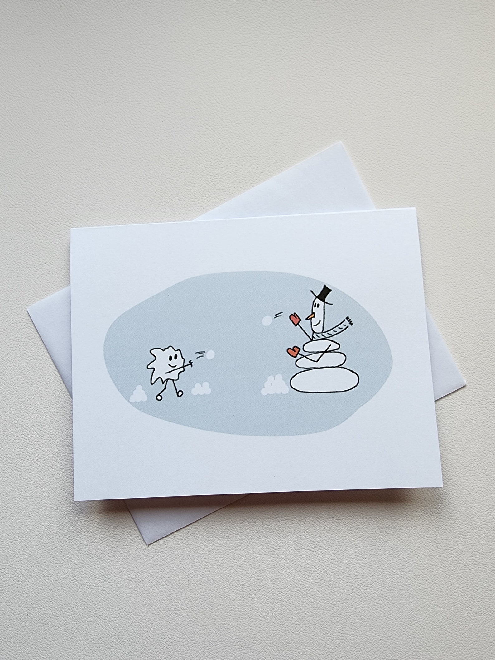 Winter Card Snowball Note Card Snowman Note Card Blank - Etsy
