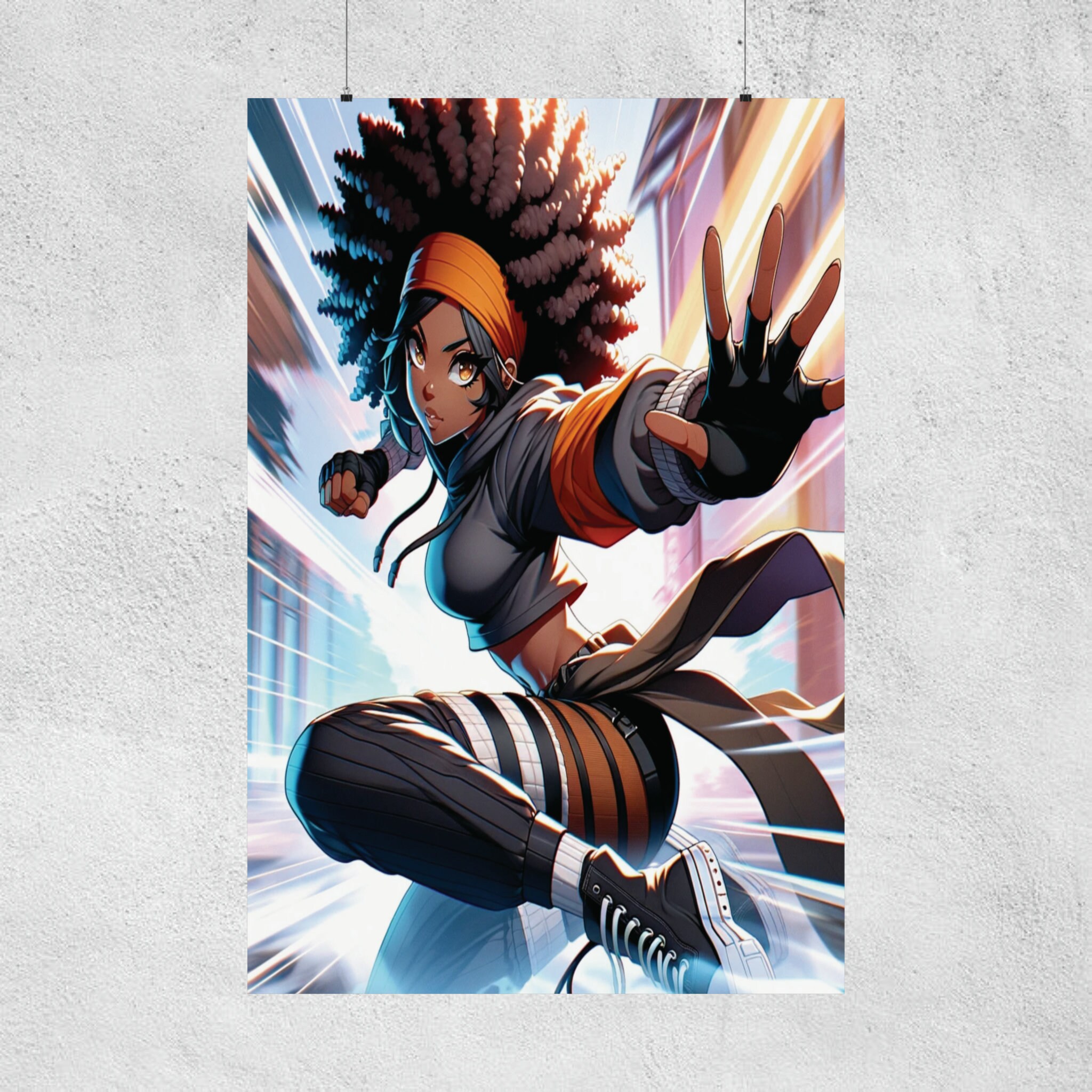 Unique Anime Art Prints - African American Characters in Dynamic Poses ...