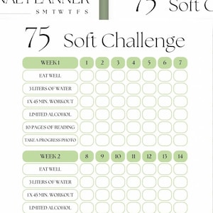 75 Soft, Habit Tracker, 75 Soft Challenge, 75 Soft Template, Daily ...