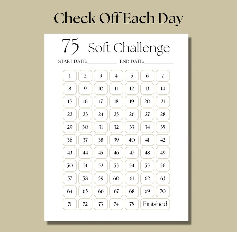 75 Soft Challenge Tracker, 75 Soft Challenge, Easier 75 Hard, Pink, 75 ...