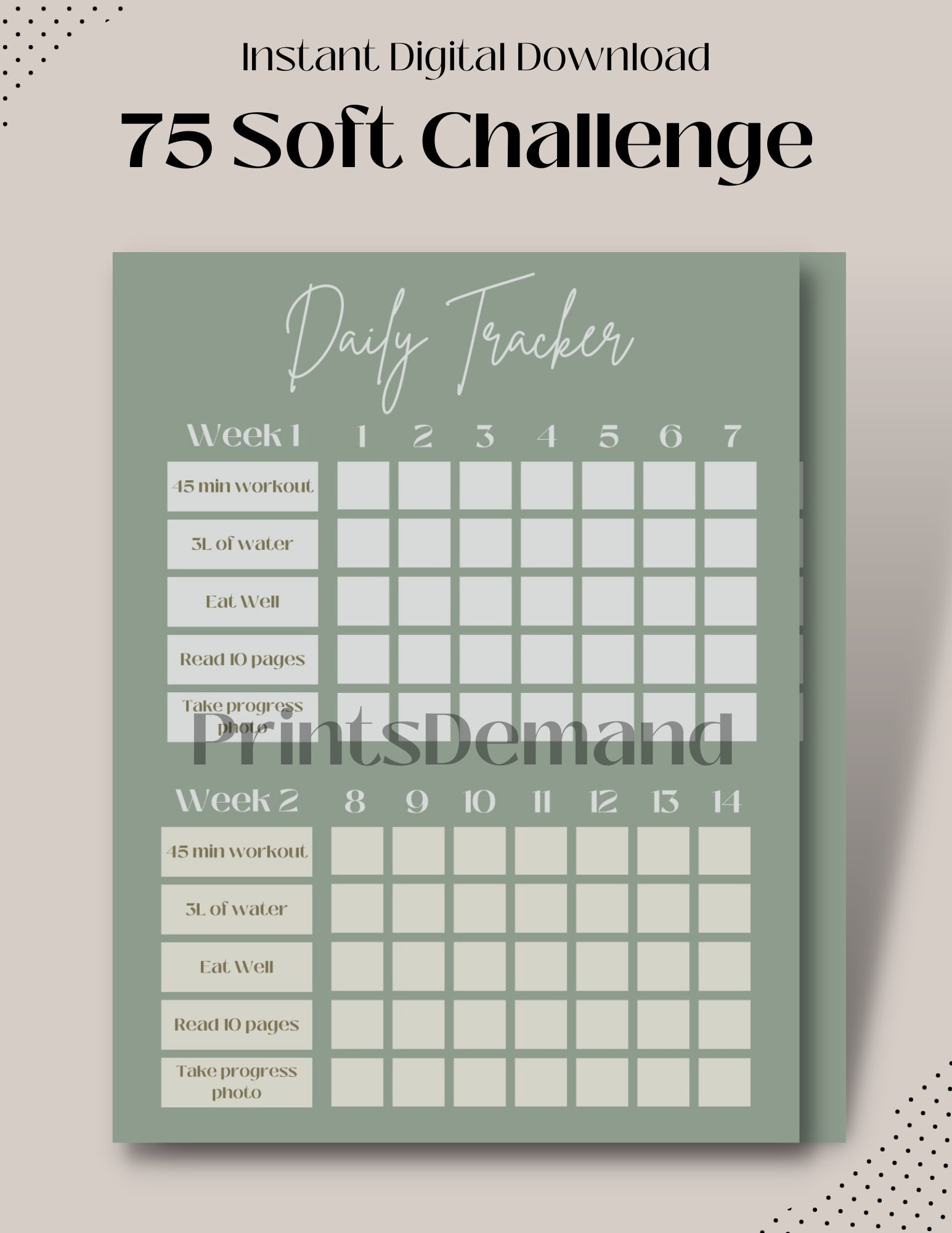 75 Soft Challenge Tracker, Editable GOODNOTES & Notability, 75 Soft ...