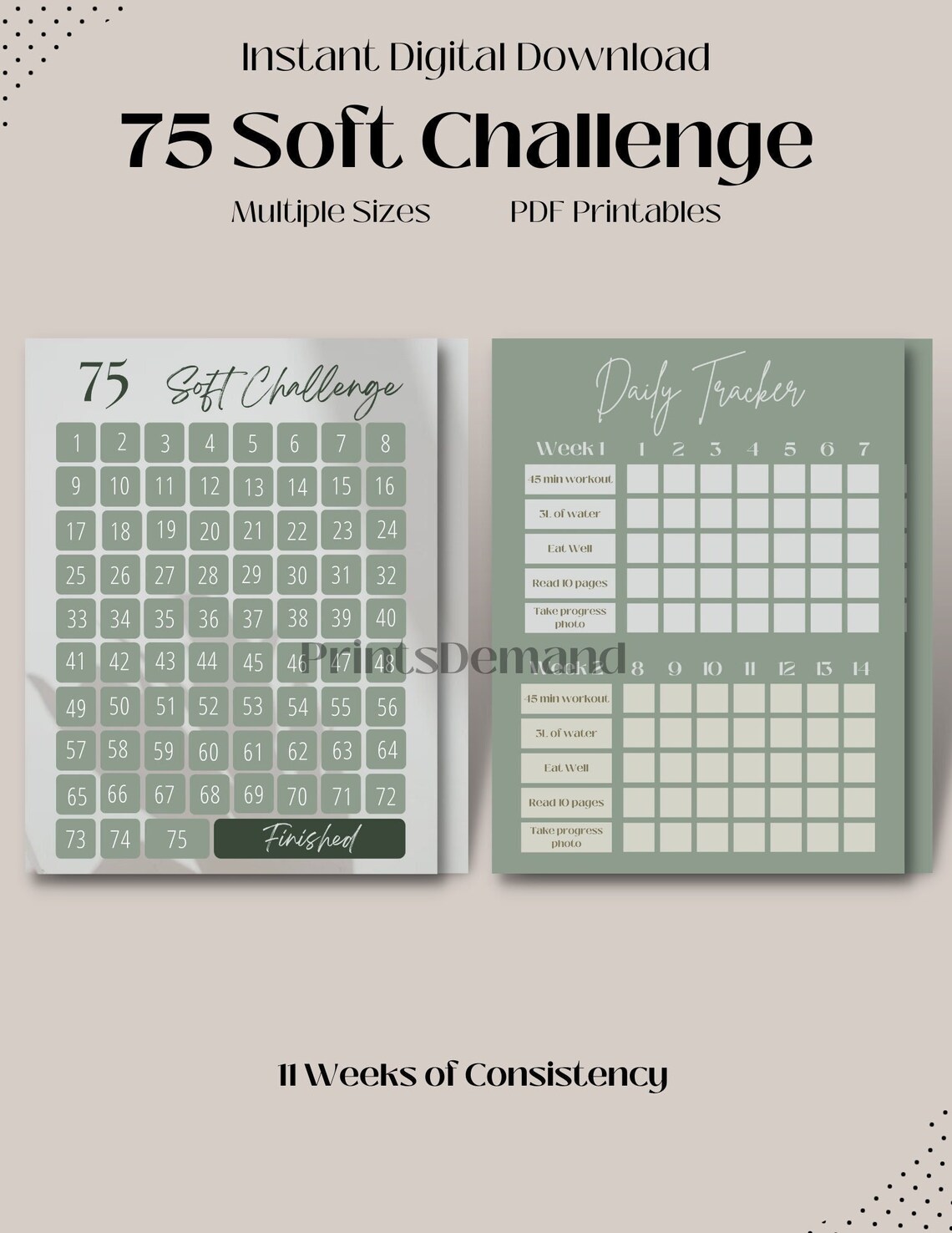 75 Soft Challenge Tracker, Editable GOODNOTES & Notability, 75 Soft ...