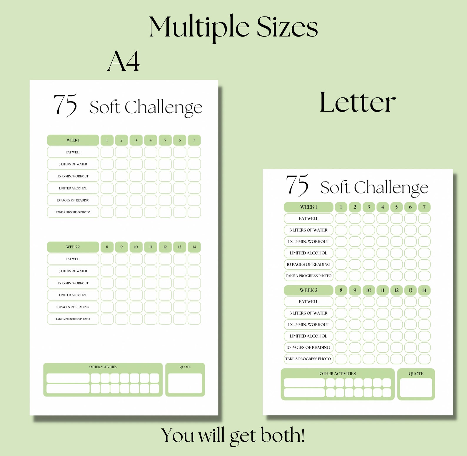 75 Soft, Habit Tracker, 75 Soft Challenge, 75 Soft Template, Daily ...