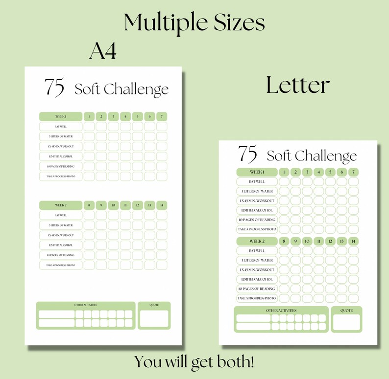 75 Soft, Habit Tracker, 75 Soft Challenge, 75 Soft Template, Daily ...
