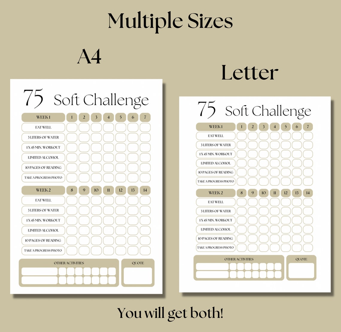 75 Soft Challenge Tracker, 75 Soft Challenge, Easier 75 Hard, Pink, 75 ...