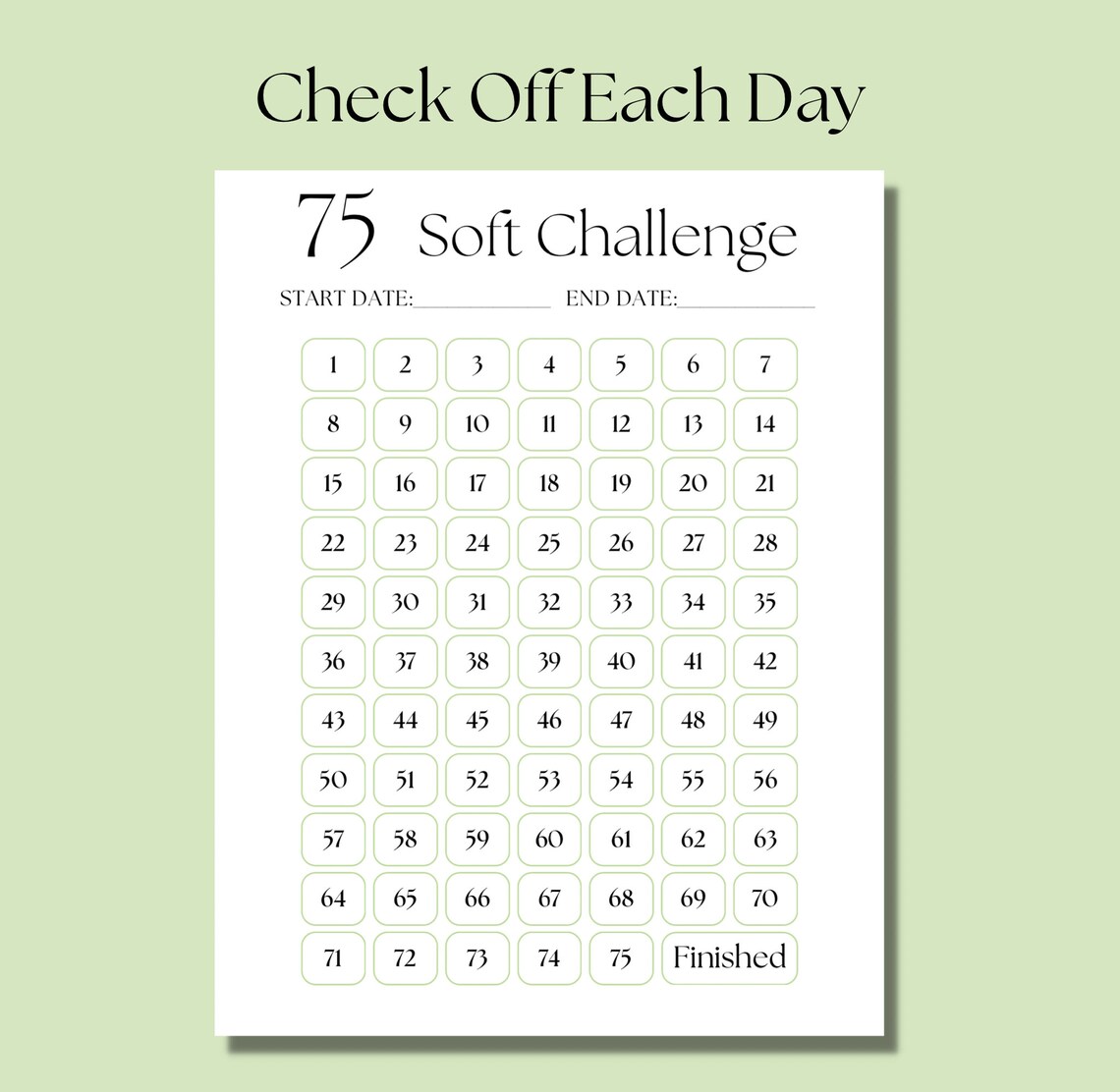 75 Soft, Habit Tracker, 75 Soft Challenge, 75 Soft Template, Daily ...