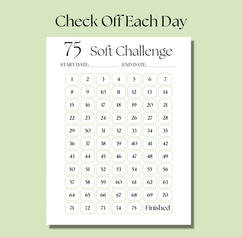 75 Soft, Habit Tracker, 75 Soft Challenge, 75 Soft Template, Daily ...