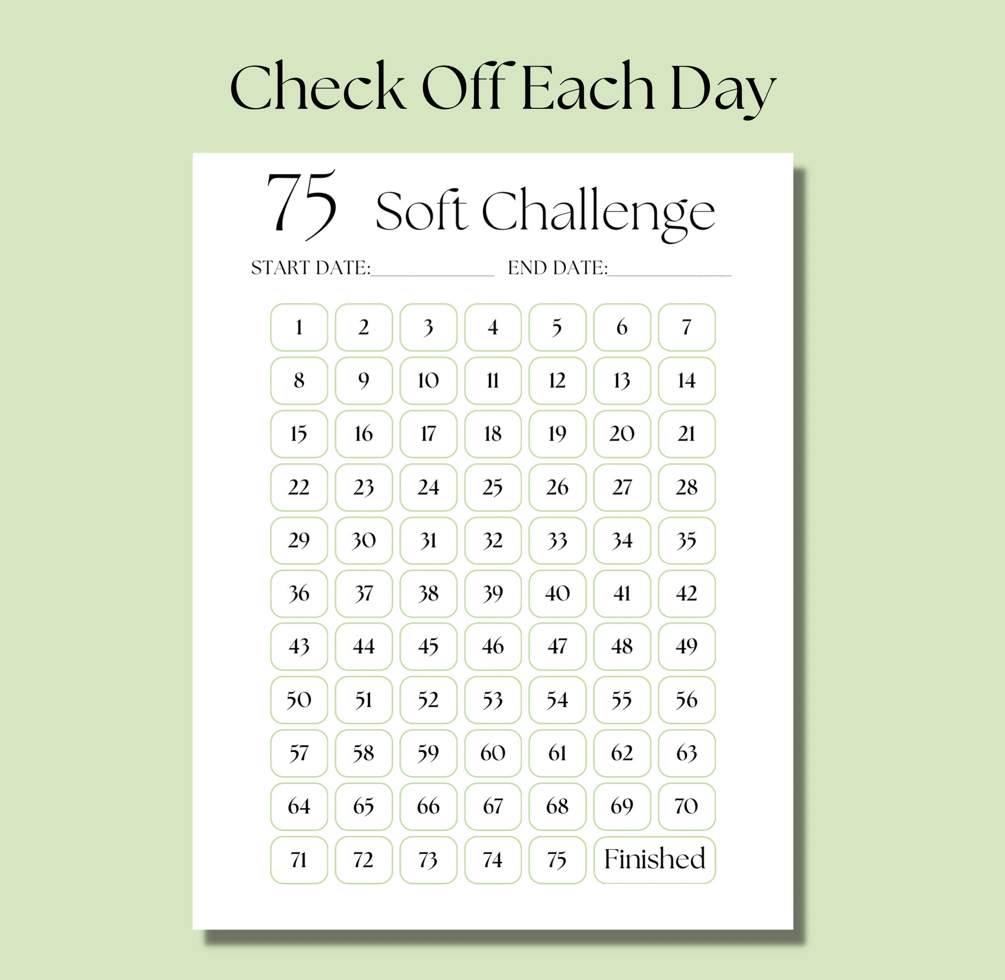 75 Soft, Habit Tracker, 75 Soft Challenge, 75 Soft Template, Daily ...