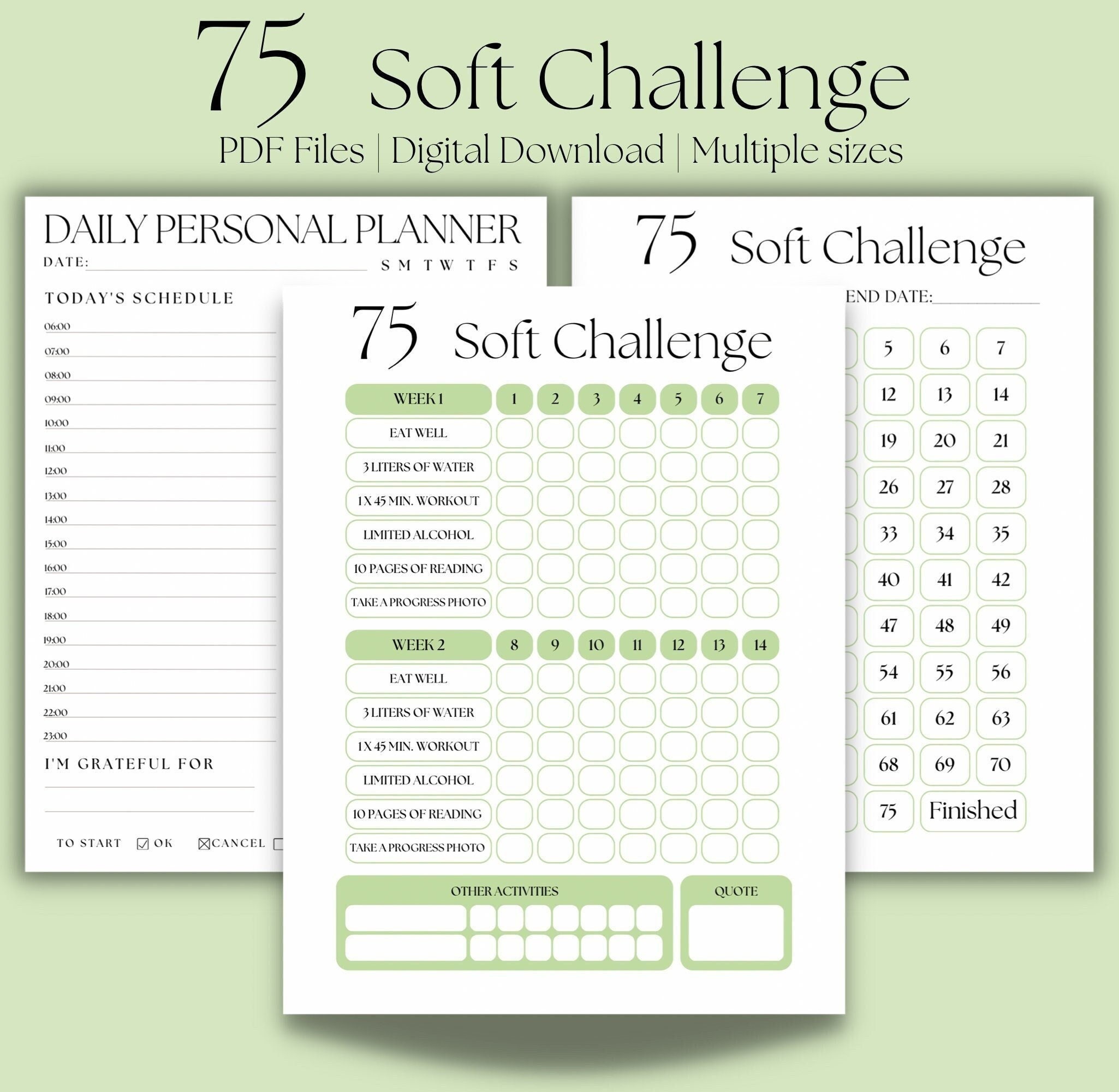 75 Soft, Habit Tracker, 75 Soft Challenge, 75 Soft Template, Daily ...