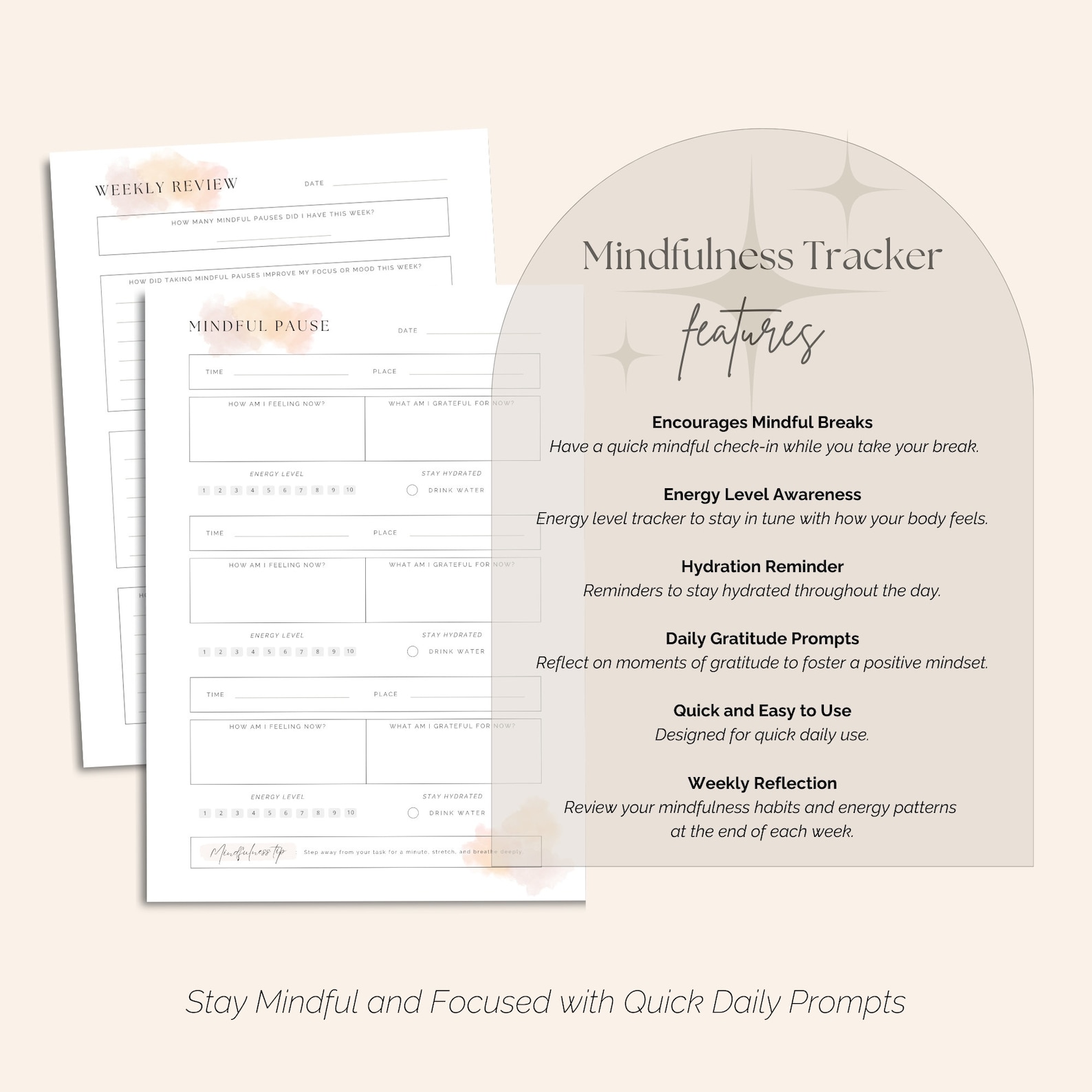 Gratitude & Mindfulness Tracker | Mindful Breaks Tracker | Journal for ...