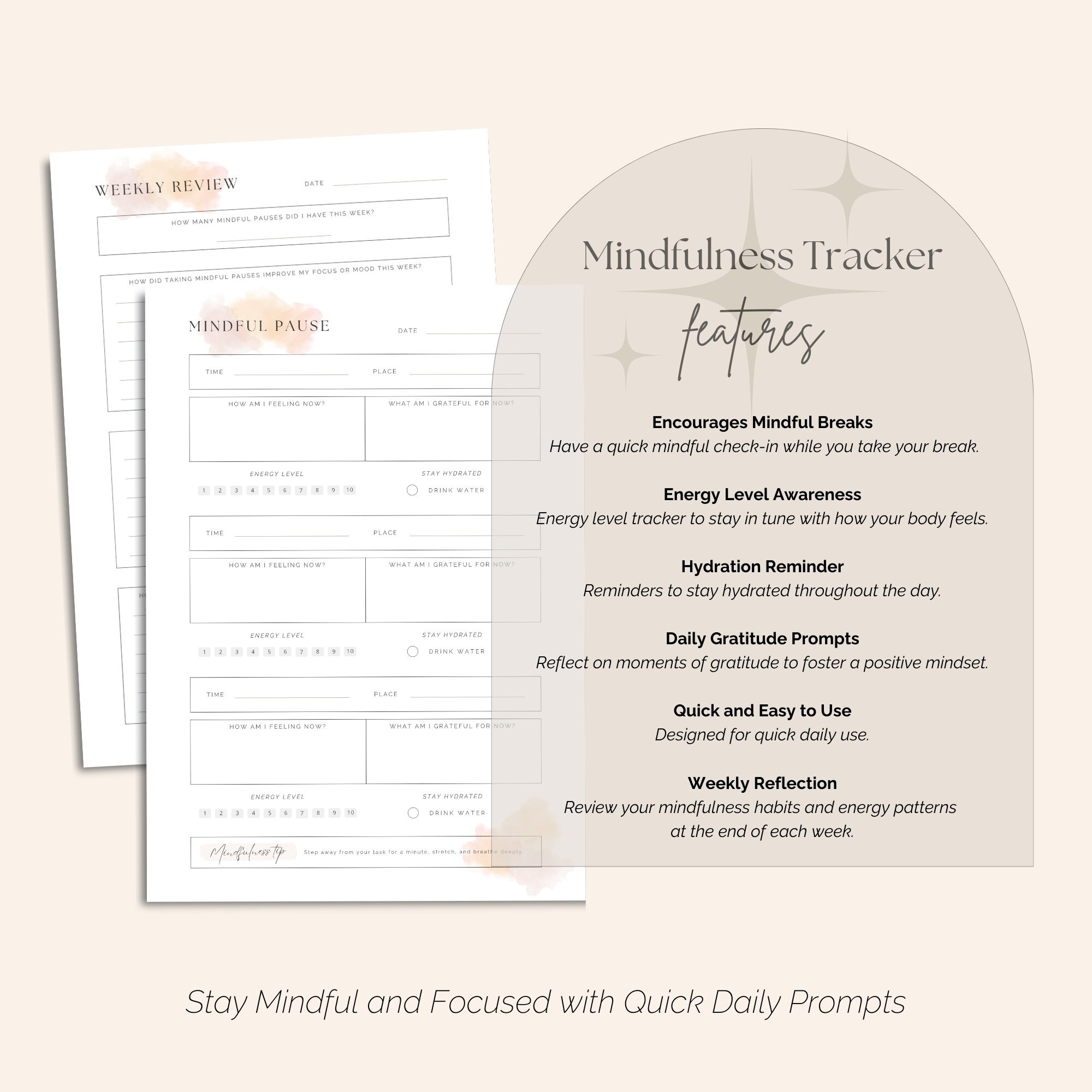 Gratitude & Mindfulness Tracker | Mindful Breaks Tracker | Journal for ...