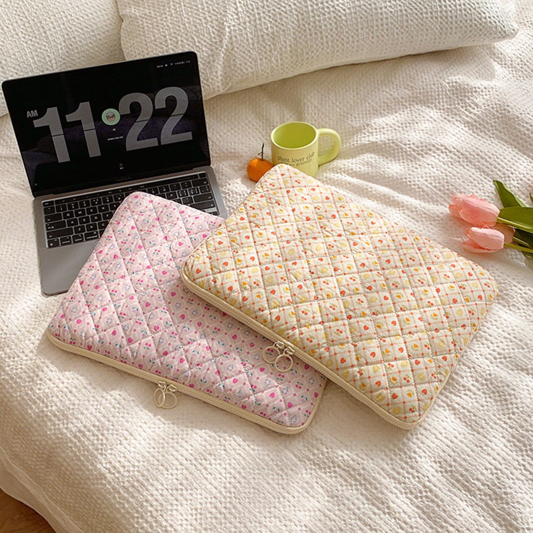 Cute Pink Creamy Tulip Strawberry Cherry iPad Laptop Bag, 11 Inch 13 ...