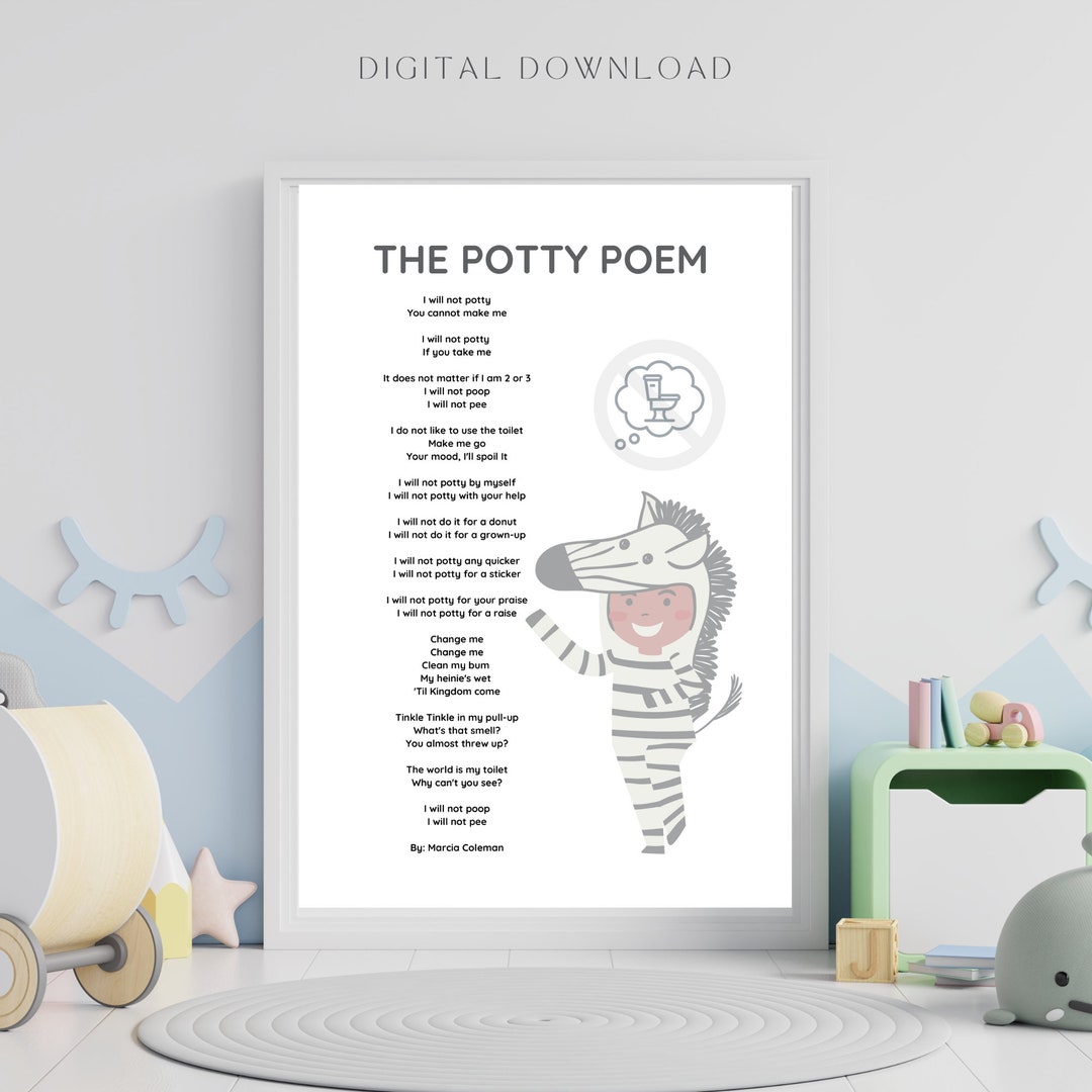 Zebra Potty Training Poem, Toilet Humor, Kids Funny Digital Art ...