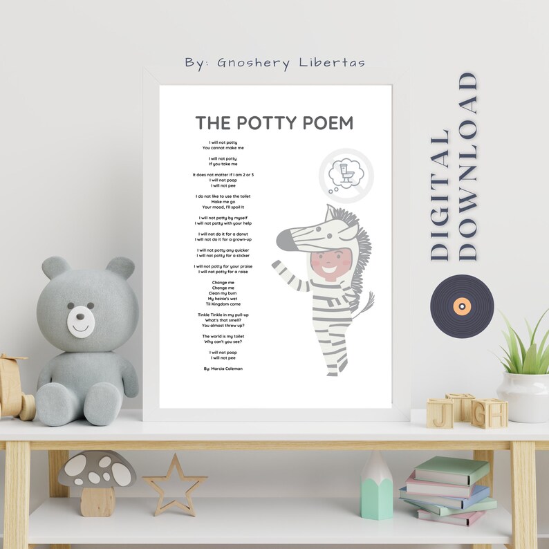 Zebra Potty Training Poem, Toilet Humor, Kids Funny Digital Art ...