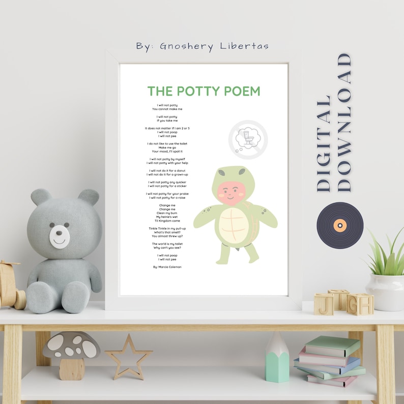 Turtle Potty Training Poem, Toilet Humor, Kids Funny Digital Art ...
