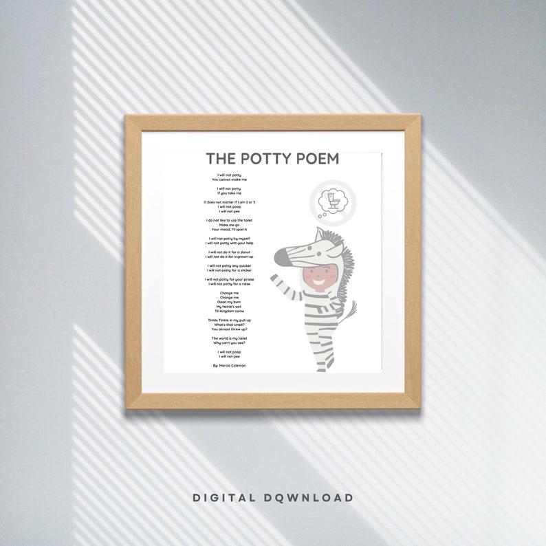 Zebra Potty Training Poem, Toilet Humor, Kids Funny Digital Art ...