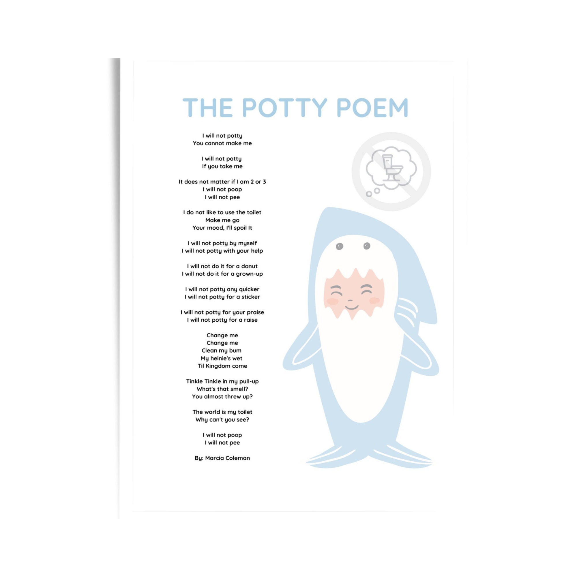 Shark Potty Training Poem, Toilet Humor, Kids Funny Digital Art ...