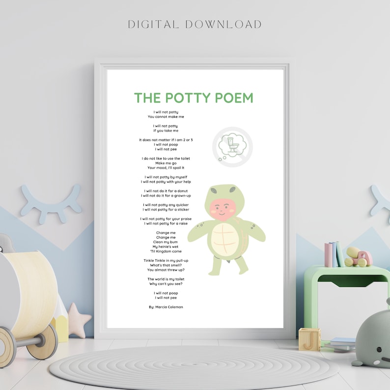 Turtle Potty Training Poem, Toilet Humor, Kids Funny Digital Art ...