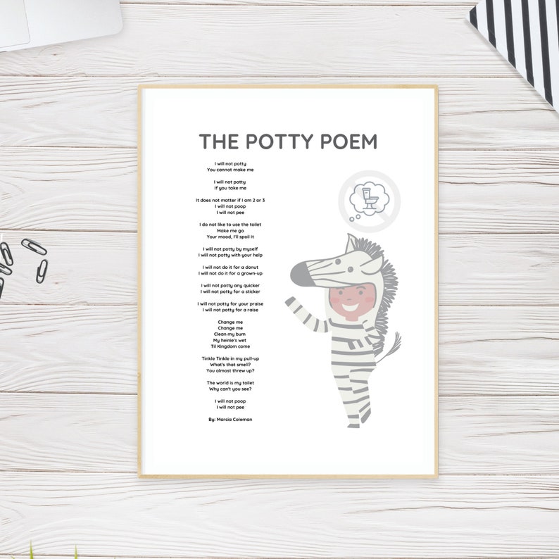 Zebra Potty Training Poem, Toilet Humor, Kids Funny Digital Art ...