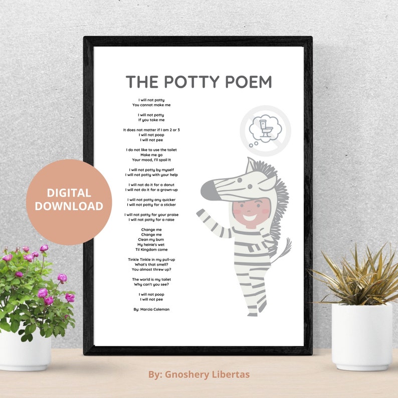 Zebra Potty Training Poem, Toilet Humor, Kids Funny Digital Art ...