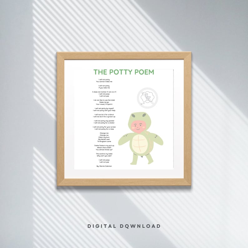 Turtle Potty Training Poem, Toilet Humor, Kids Funny Digital Art ...