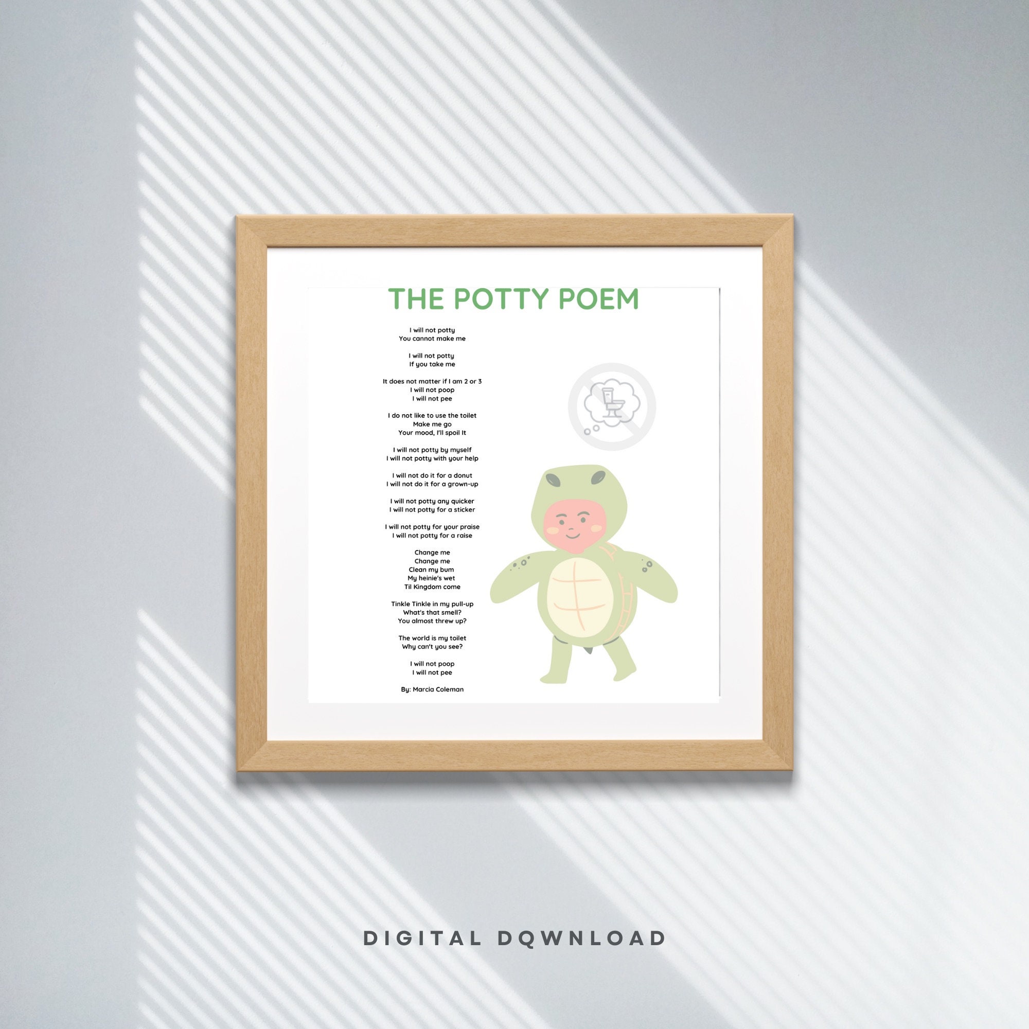 Turtle Potty Training Poem, Toilet Humor, Kids Funny Digital Art ...