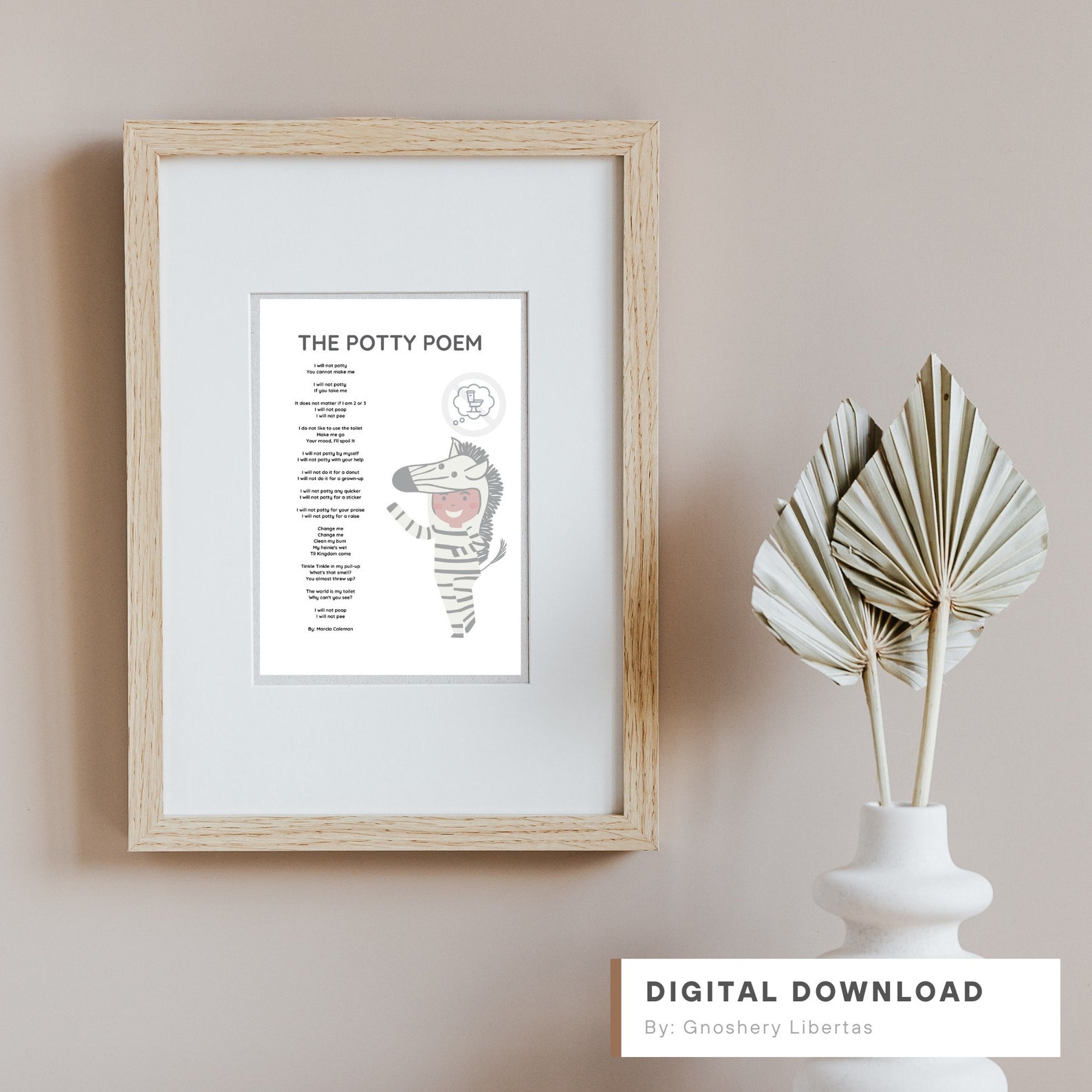 Zebra Potty Training Poem, Toilet Humor, Kids Funny Digital Art ...