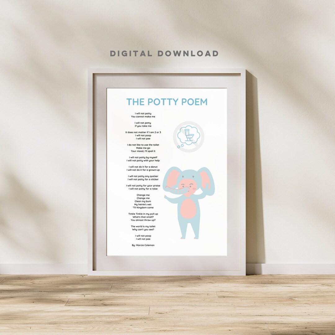 Elephant Potty Training Poem, Toilet Humor, Kids Funny Digital Art ...