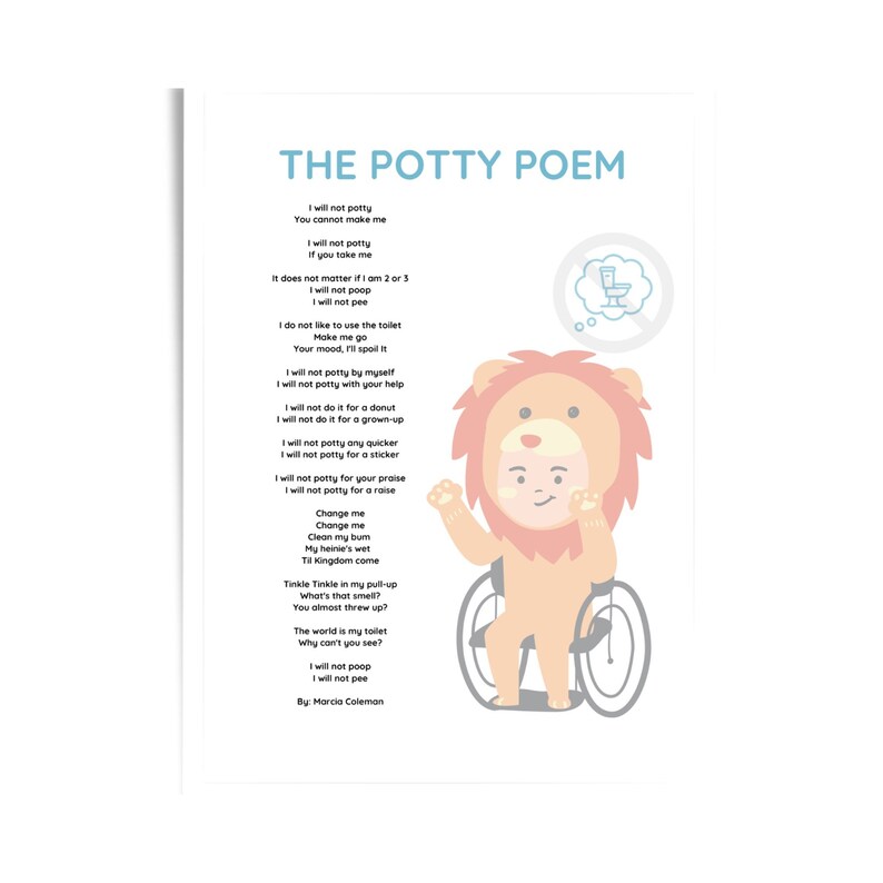 Lion Potty Training Poem, Toilet Humor, Kids Funny Digital Art, Digital ...