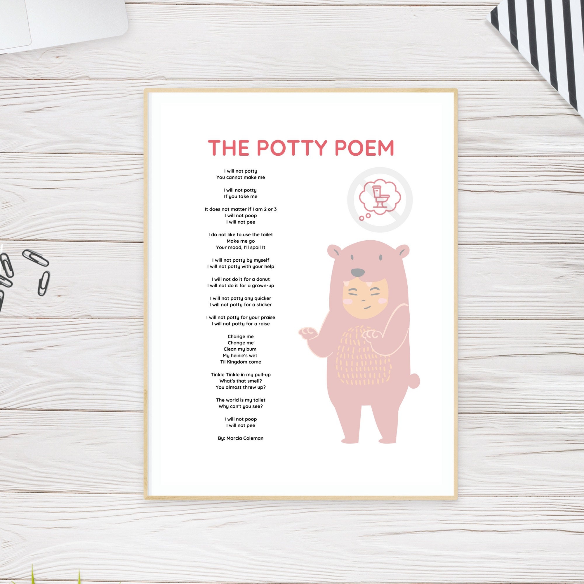 Bear Potty Training Poem, Toilet Humor, Kids Funny Digital Art, Digital ...