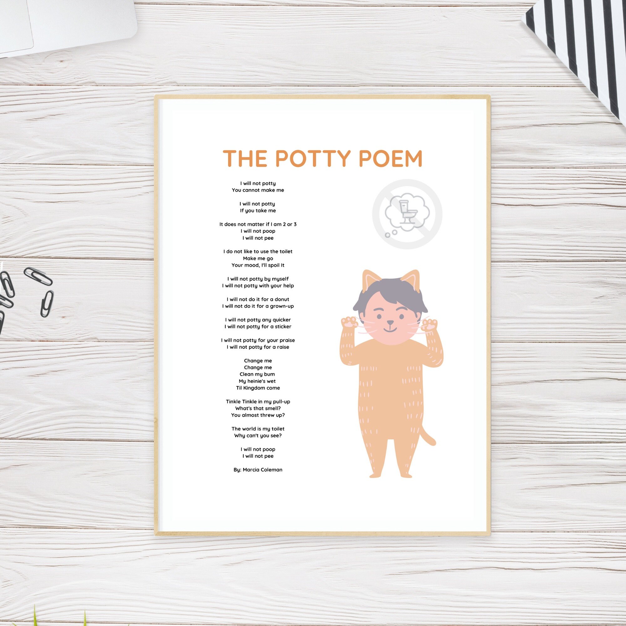 Cat, Kitty, Potty Training Poem, Toilet Humor, Kids Funny Digital Art ...