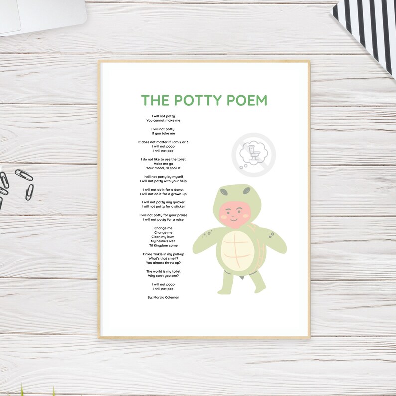Turtle Potty Training Poem, Toilet Humor, Kids Funny Digital Art ...