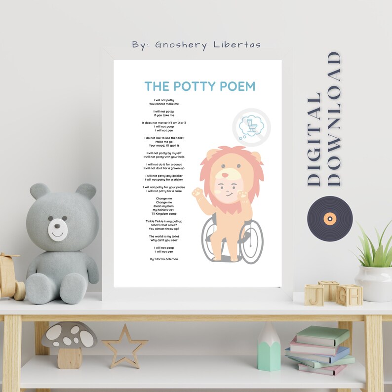 Lion Potty Training Poem, Toilet Humor, Kids Funny Digital Art, Digital ...