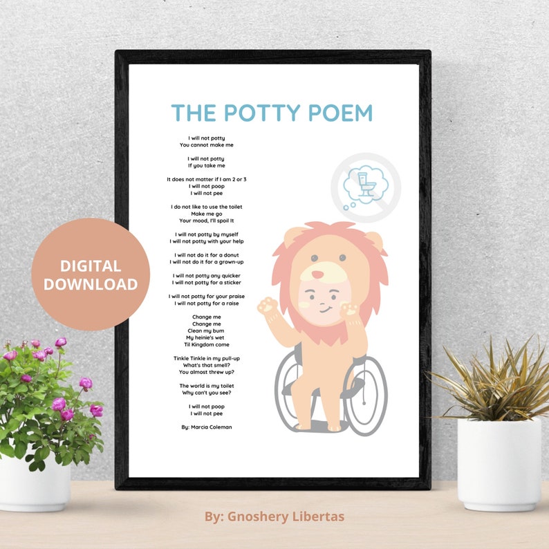 Löwe Töpfchen Training Gedicht, Toiletten Humor, Kinder lustige ...