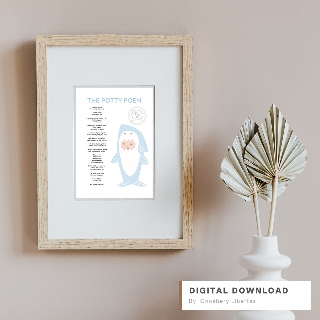 Shark Potty Training Poem, Toilet Humor, Kids Funny Digital Art ...