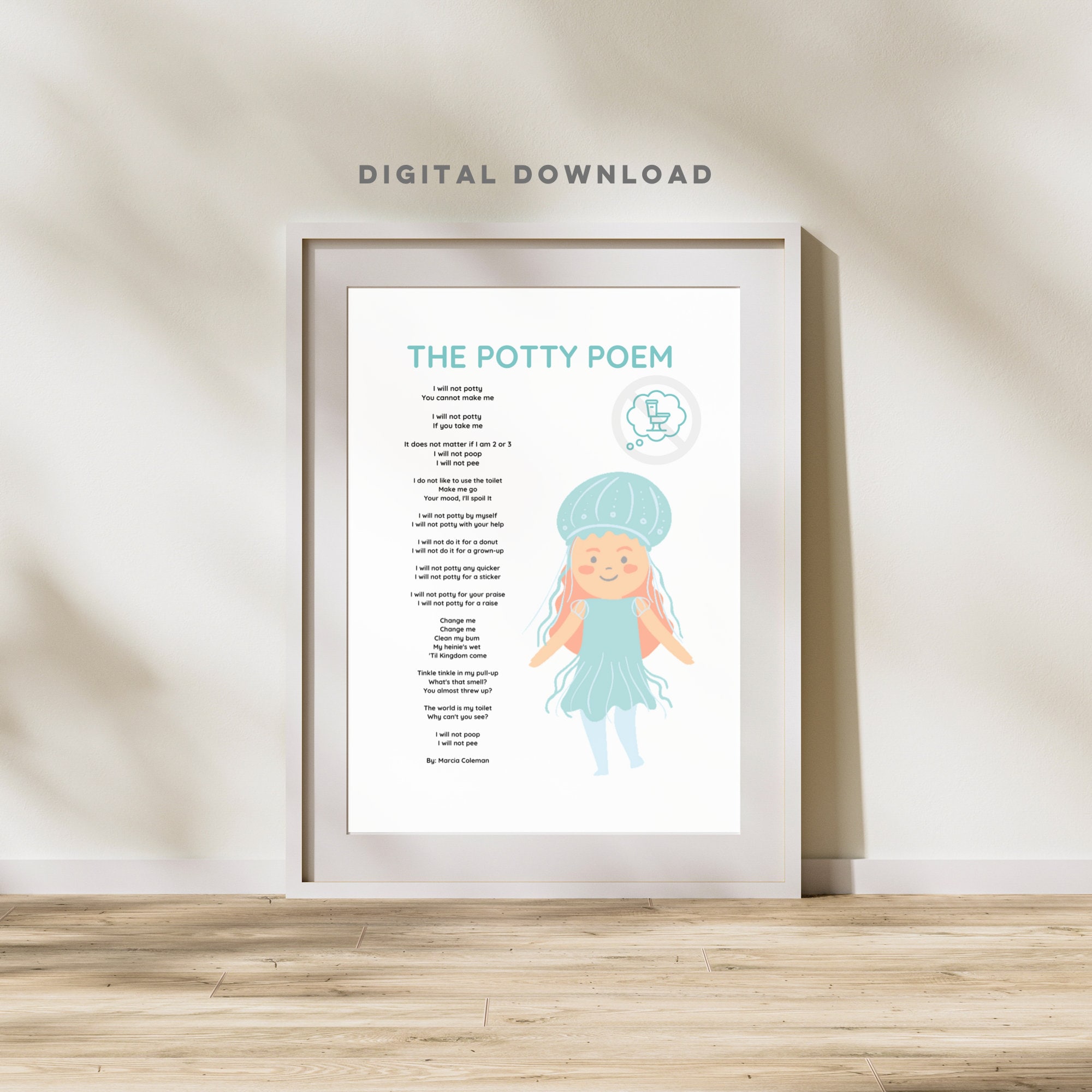 Octopus Potty Training Poem, Toilet Humor, Kids Funny Digital Art ...