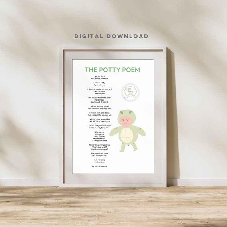 Turtle Potty Training Poem, Toilet Humor, Kids Funny Digital Art ...
