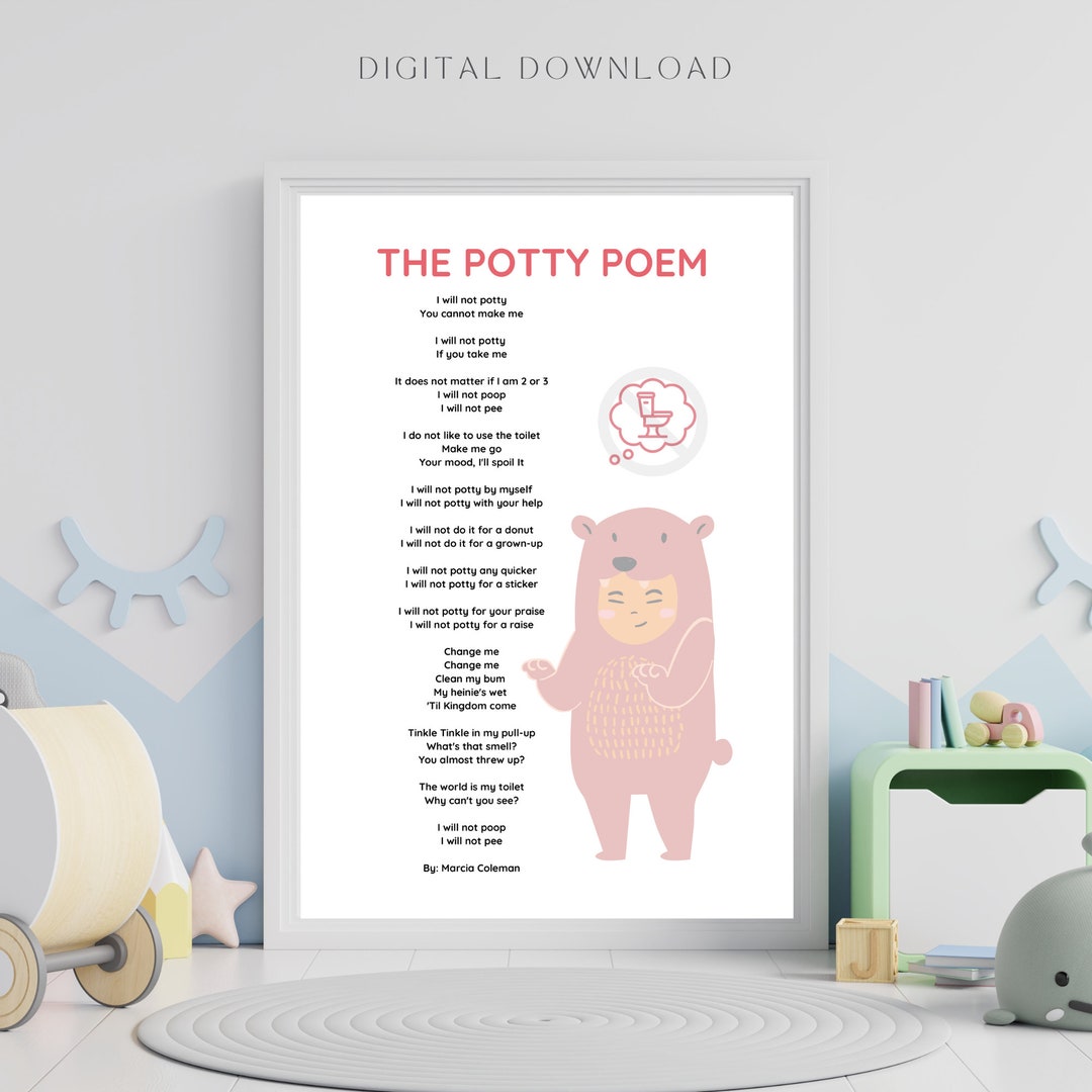 Bear Potty Training Poem, Toilet Humor, Kids Funny Digital Art, Digital ...